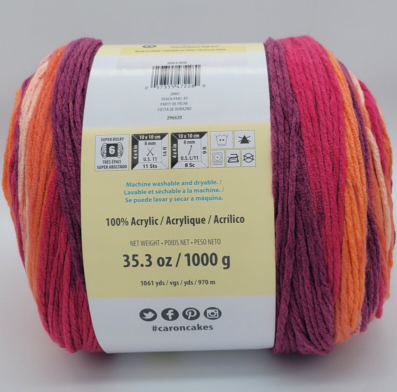 Super Bulky Yarn Caron Anniversary Cake 1 in Peach Part-ay - Etsy