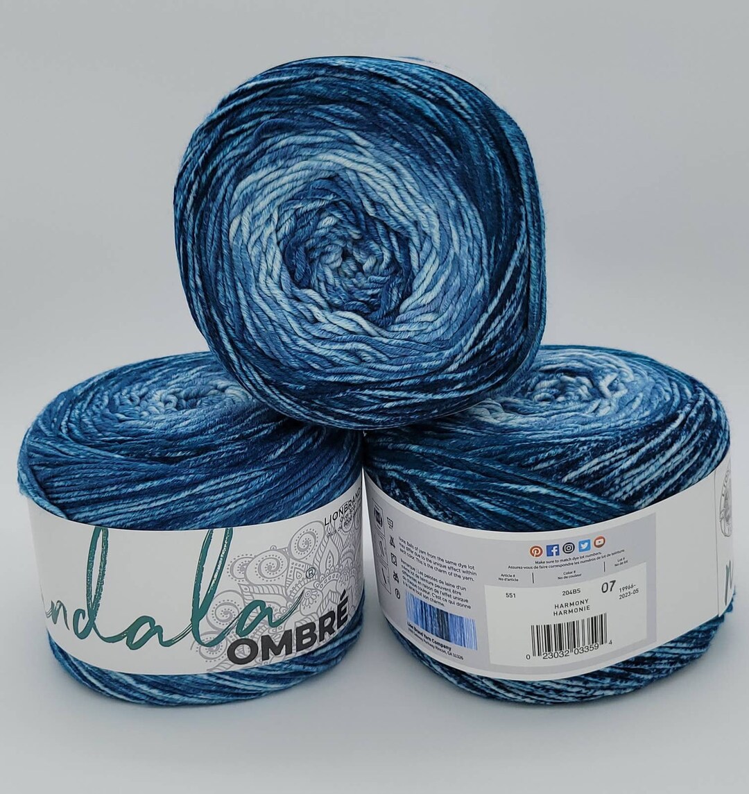 Blues Yarn 3 Cakes Mandala Ombre in Harmony Melinas Crafts Soft ...