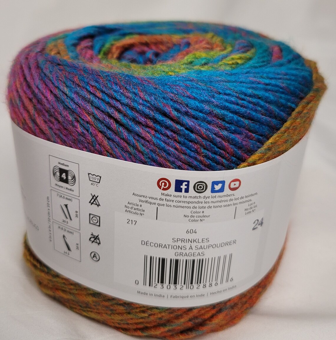 Ferris Wheel Yarn Lot of 3 Cakes in Sprinkles, Soft Colorful Yarn, Yarn ...