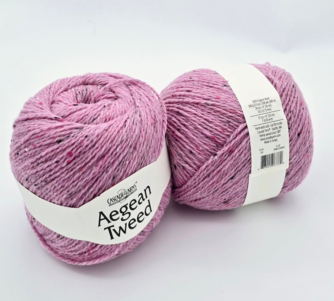 Cascade Aegean Tweed Yarn 2 in Primrose, Organic Wool Yarn, Soft ...