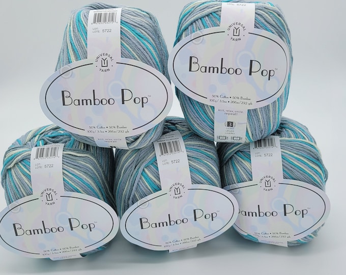 Beautiful Bamboo Pop Yarn 5 in Frosty Morning, Bamboo Cotton Yarn, Soft ...