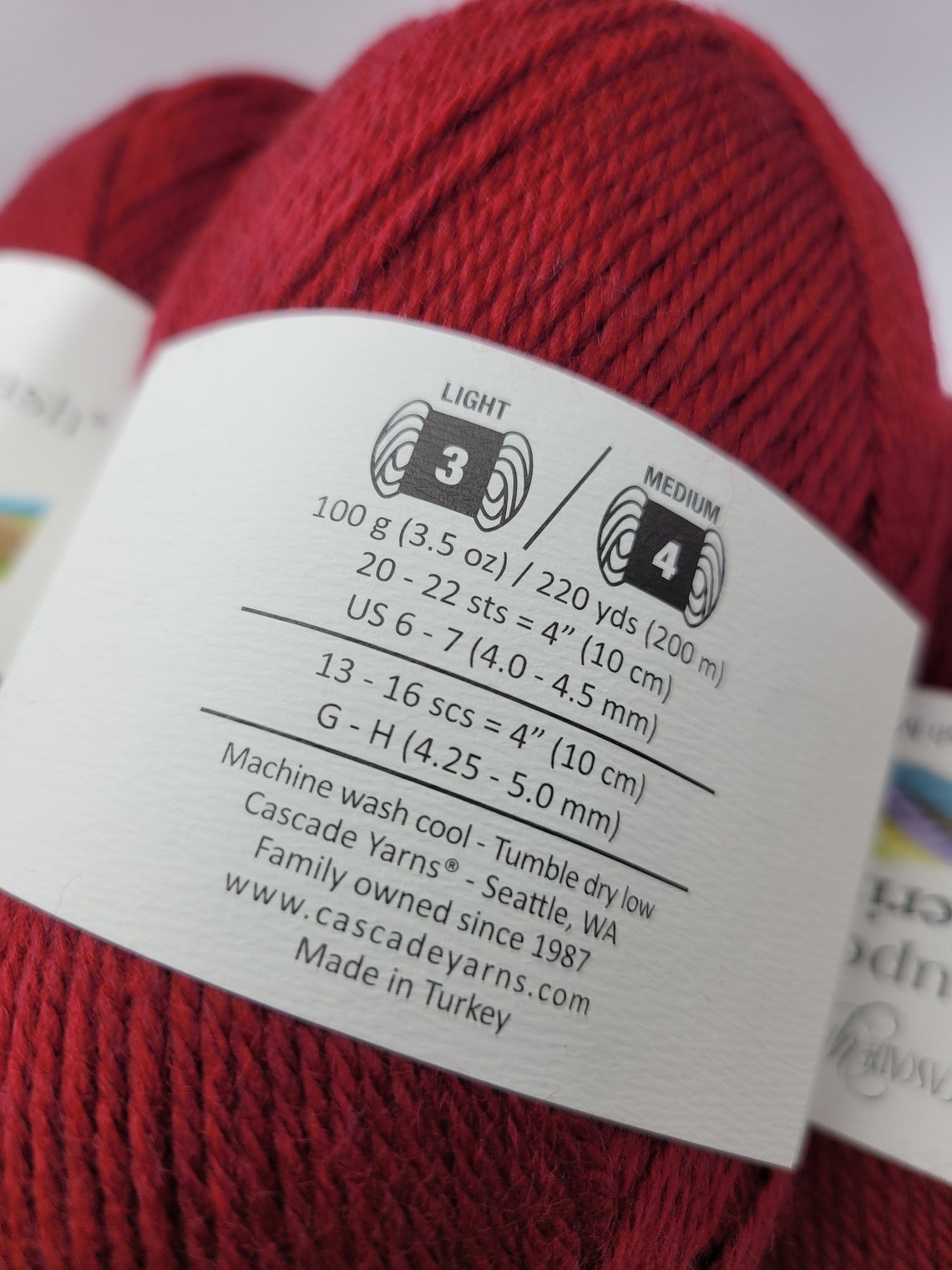Merino Wool Yarn, Cascade 220 Superwash Merino, Christmas Red ...