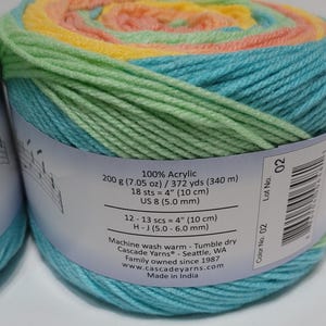 Colorful Yarn, 1 Cascade Rondo in Pastille, Soft Colorful Yarn for All ...