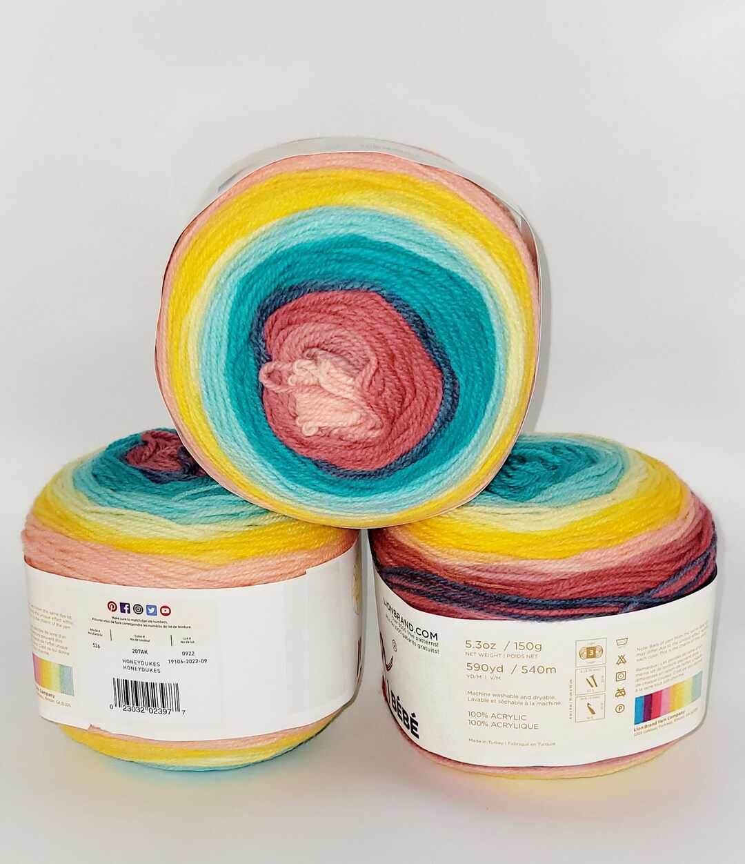 Mandala Baby Yarn Lot of 3 Cakes in HONEYDUKES Soft Baby Blanket Yarn ...