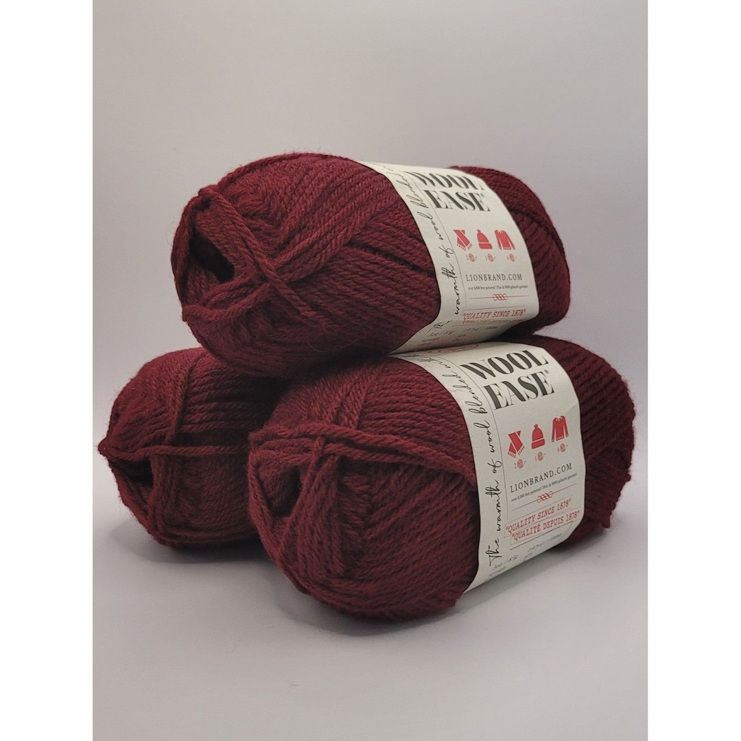 Wool Yarn, Beautiful Burgundy Yarn, 3 Wool Ease Tawny Port, Deep Red ...