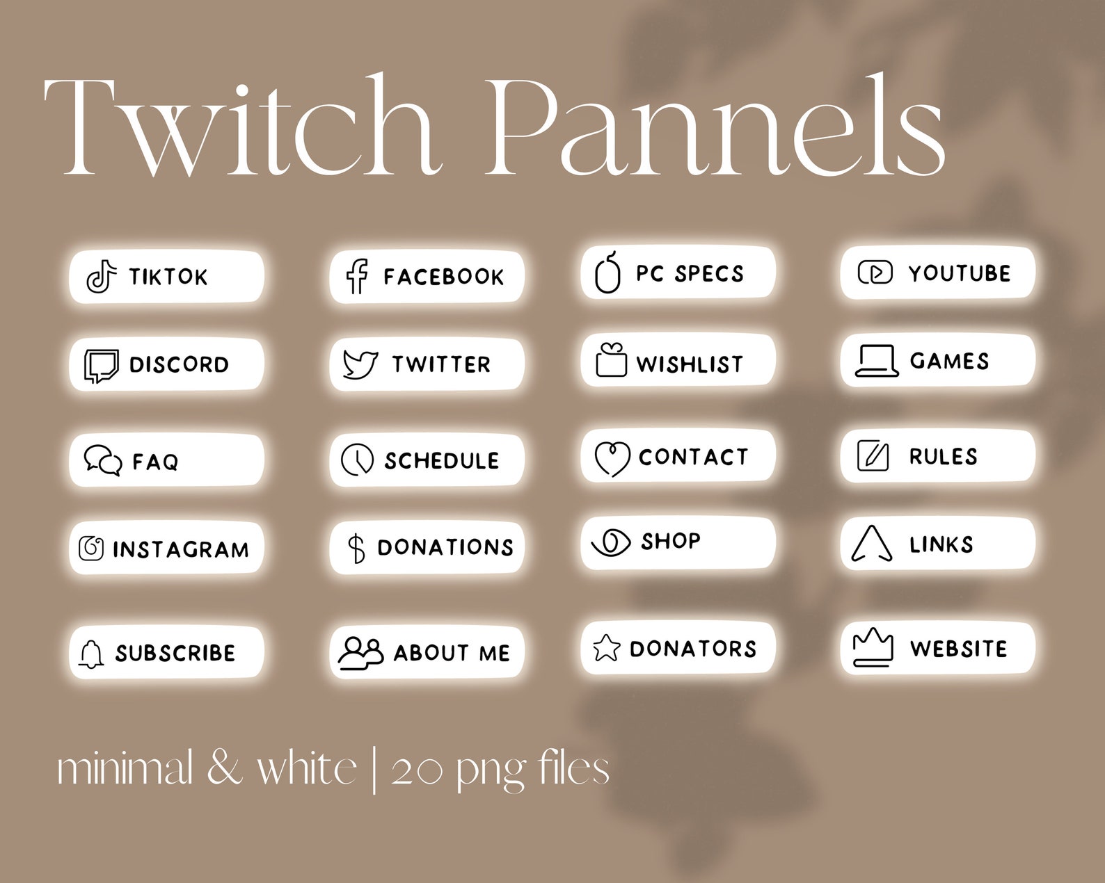 TWITCH PANNELS WHITE | White and Minimal Cute Twitch Pannels | 20 ...