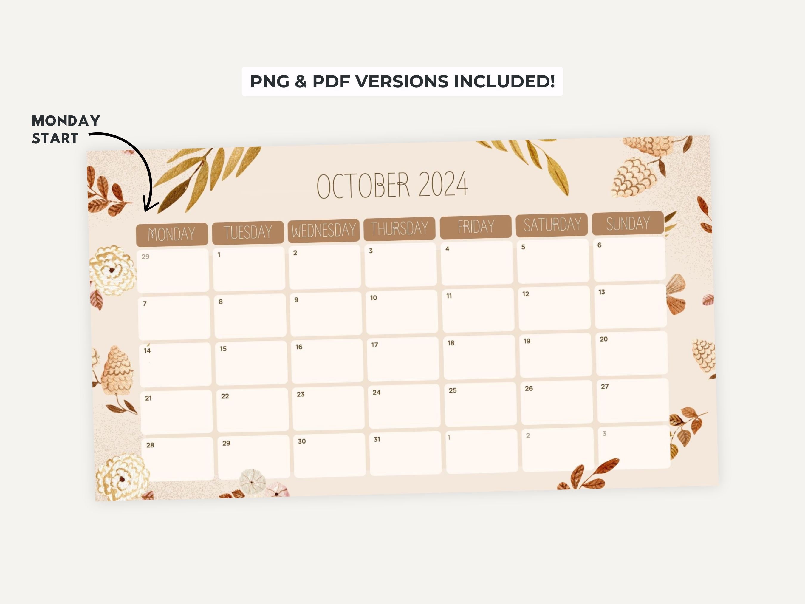 Editable OCTOBER 2024 DIGITAL Calendar, Halloween, Homeschool Planner ...