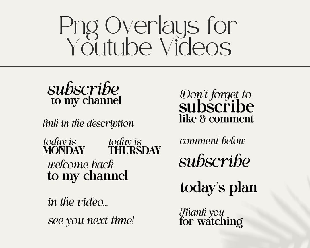 Minimal PNG Youtube Video Overlays | Aesthetic Graphics and Text for ...