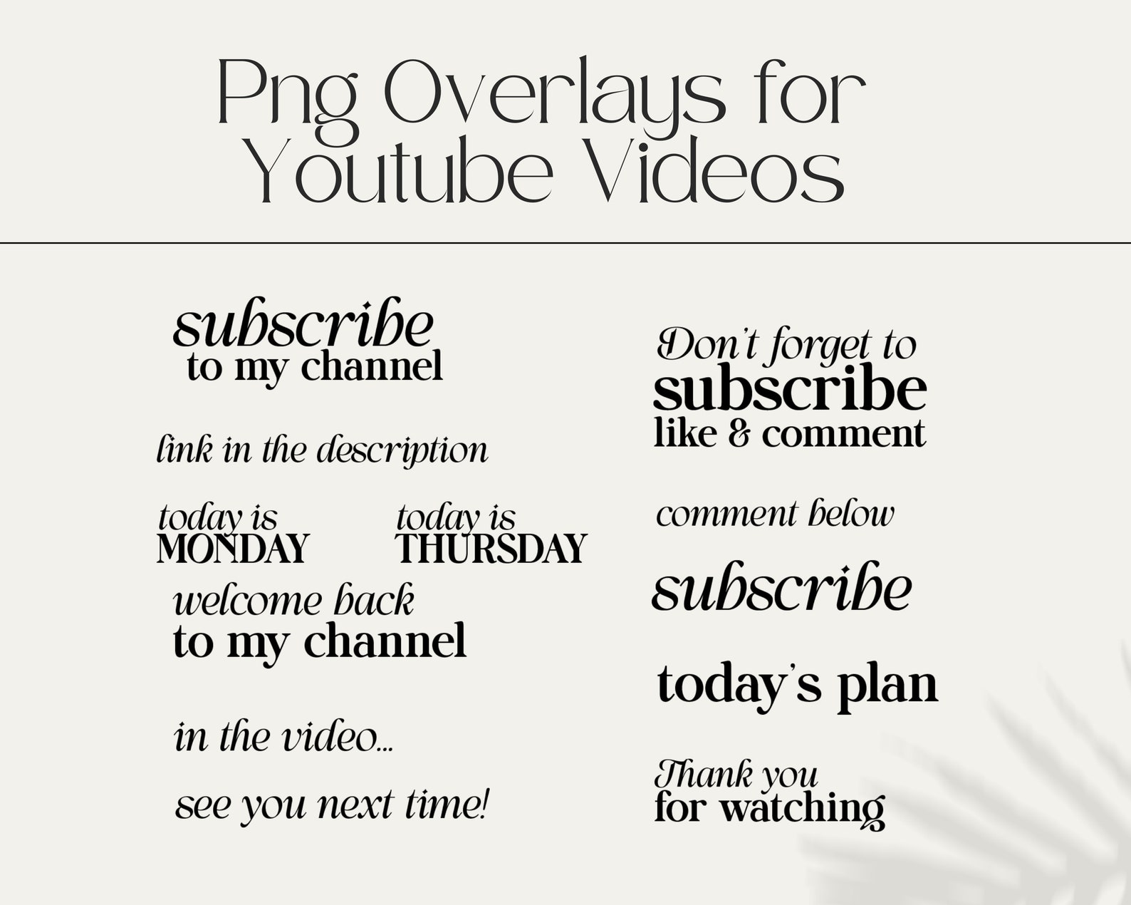 Minimal PNG Youtube Video Overlays | Aesthetic Graphics and Text for ...