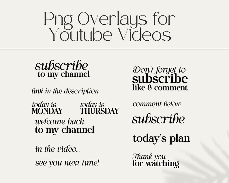 Minimal PNG Youtube Video Overlays | Aesthetic Graphics and Text for ...