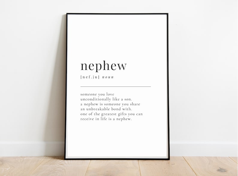 Nephew Quote Definition | DIGITAL DOWNLOAD ONLY | Gift for Nephew ...