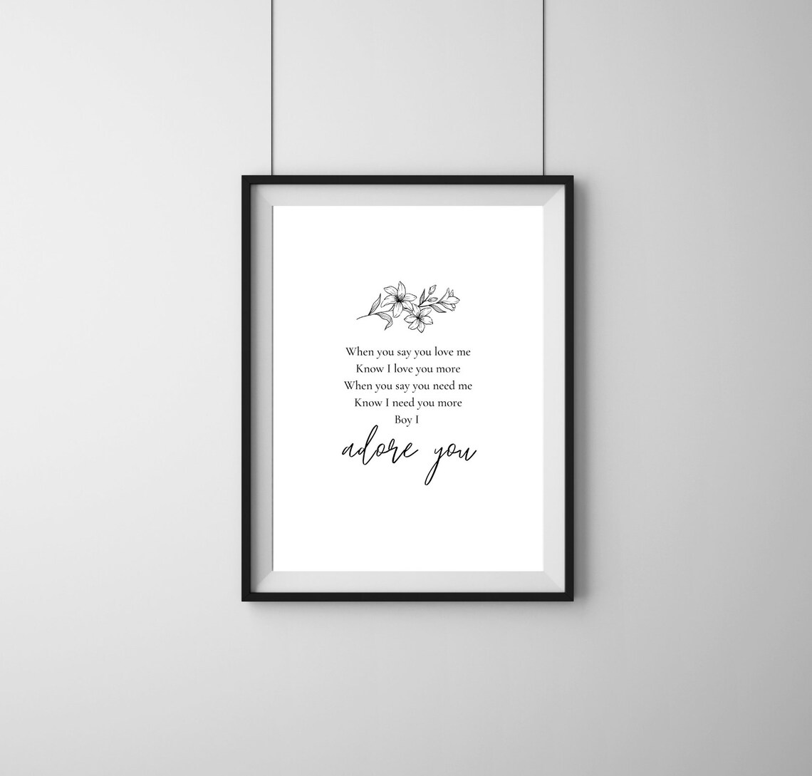 Adore You - Song Lyrics | DIGITAL DOWNLOAD ONLY | Wall Art | Poster ...