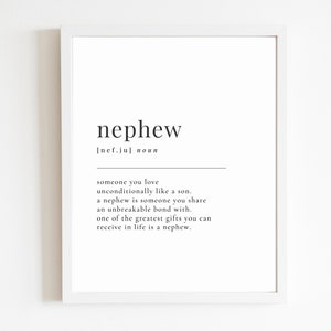 Nephew Quote Definition | DIGITAL DOWNLOAD ONLY | Gift for Nephew ...