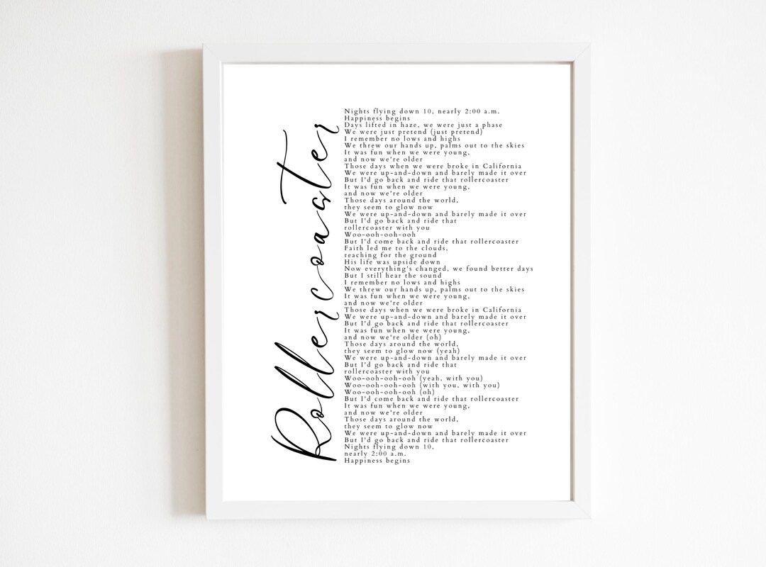 Rollercoaster Song Lyrics Print | Jonas Brothers | Digital Download ...