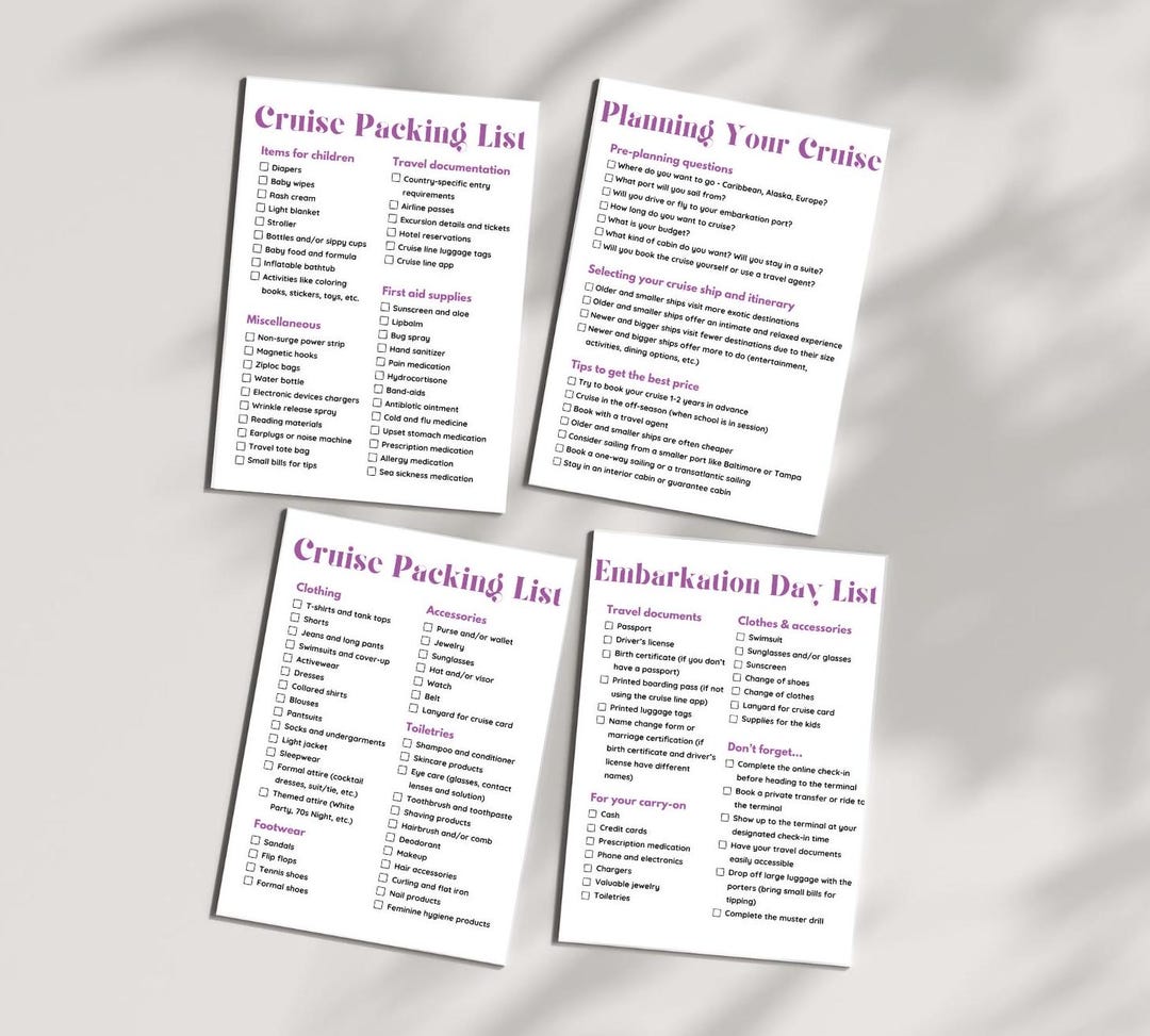 Cruise Planner: Cruise Packing List, Embarkation Day Tips, Printable ...