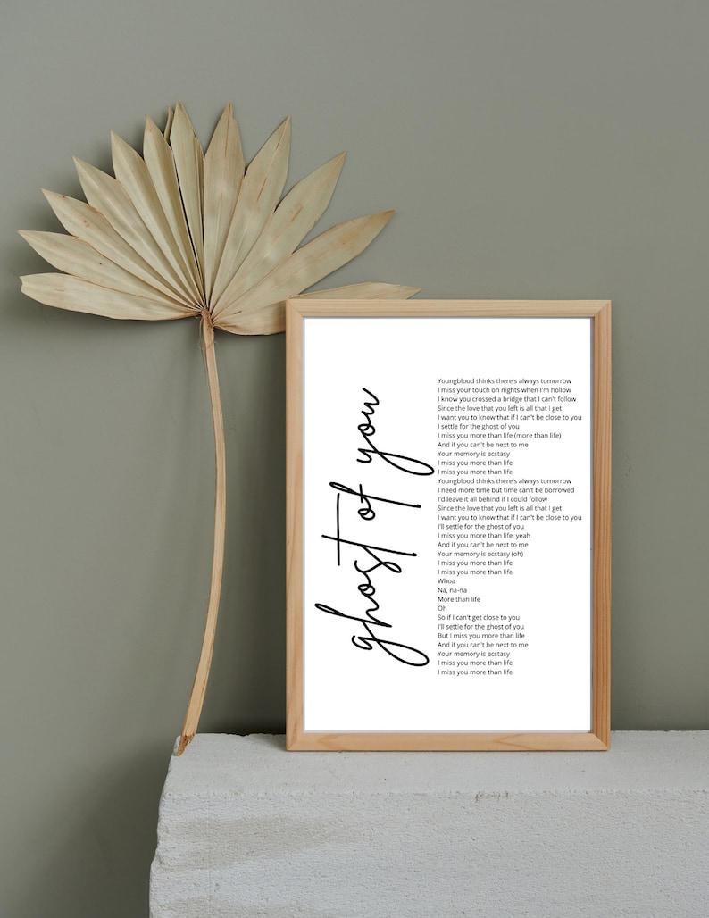 Ghost - Song Lyrics | DIGITAL DOWNLOAD ONLY | Wall Art | Poster Print ...