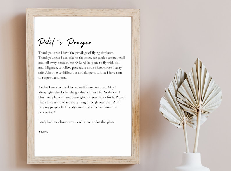 Pilot's Prayer | DIGITAL DOWNLOAD | Pilot Gift | Graduation | Prayer ...