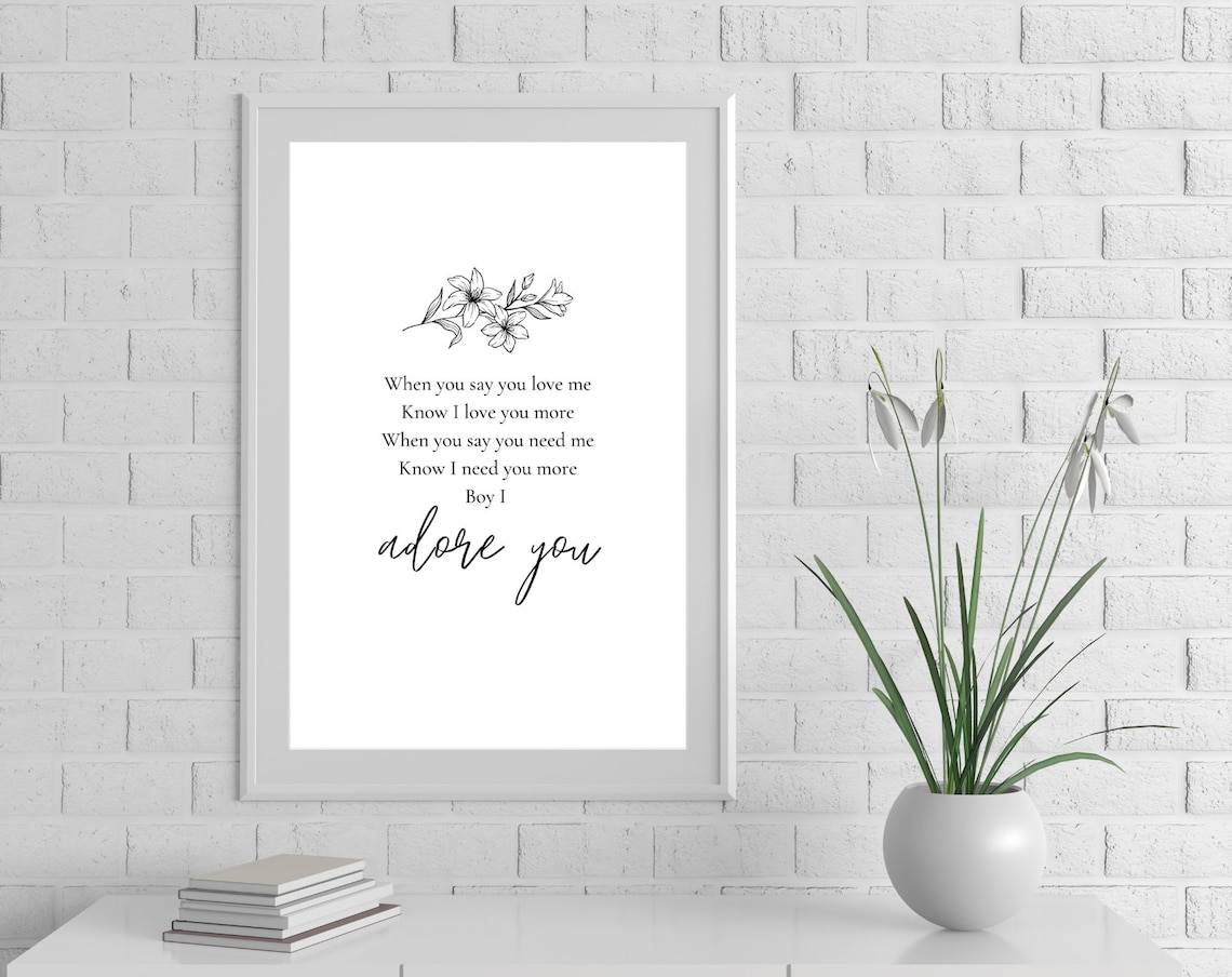 Adore You - Song Lyrics | DIGITAL DOWNLOAD ONLY | Wall Art | Poster ...