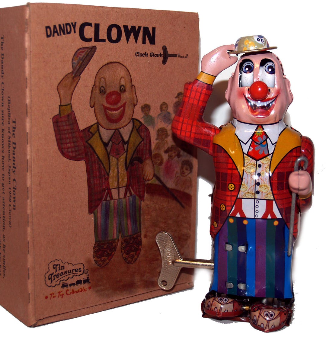 Tin Toy Windup Dandy Clown Circus Clown Wind up - SALE! - Etsy UK
