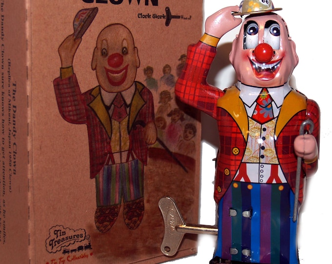 Tin Toy Windup Dandy Clown Circus Clown Wind up - SALE! - Etsy