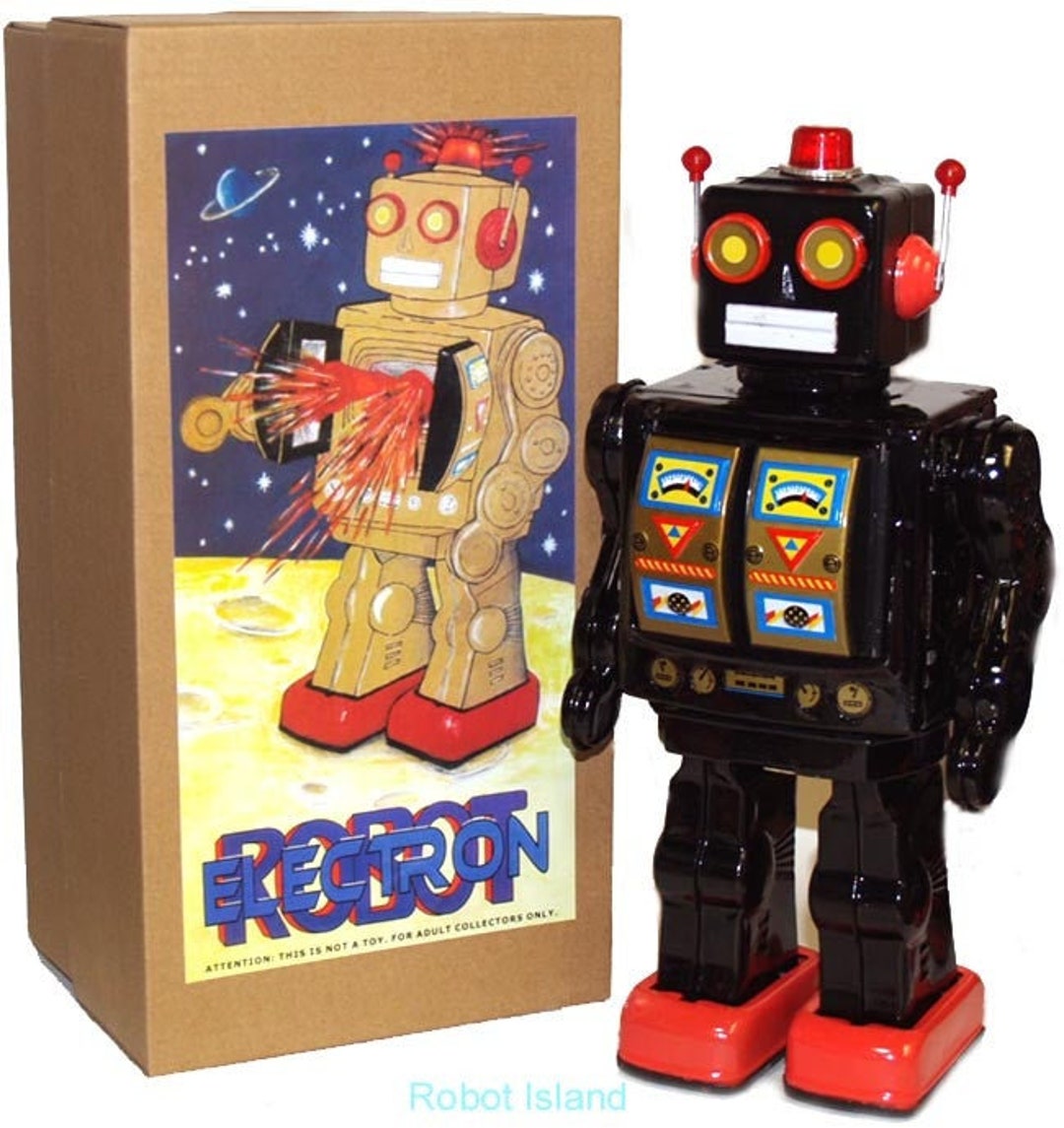 ME100 Robot Tin Toy Battery Operated Rotatomatic Black Edition - Etsy