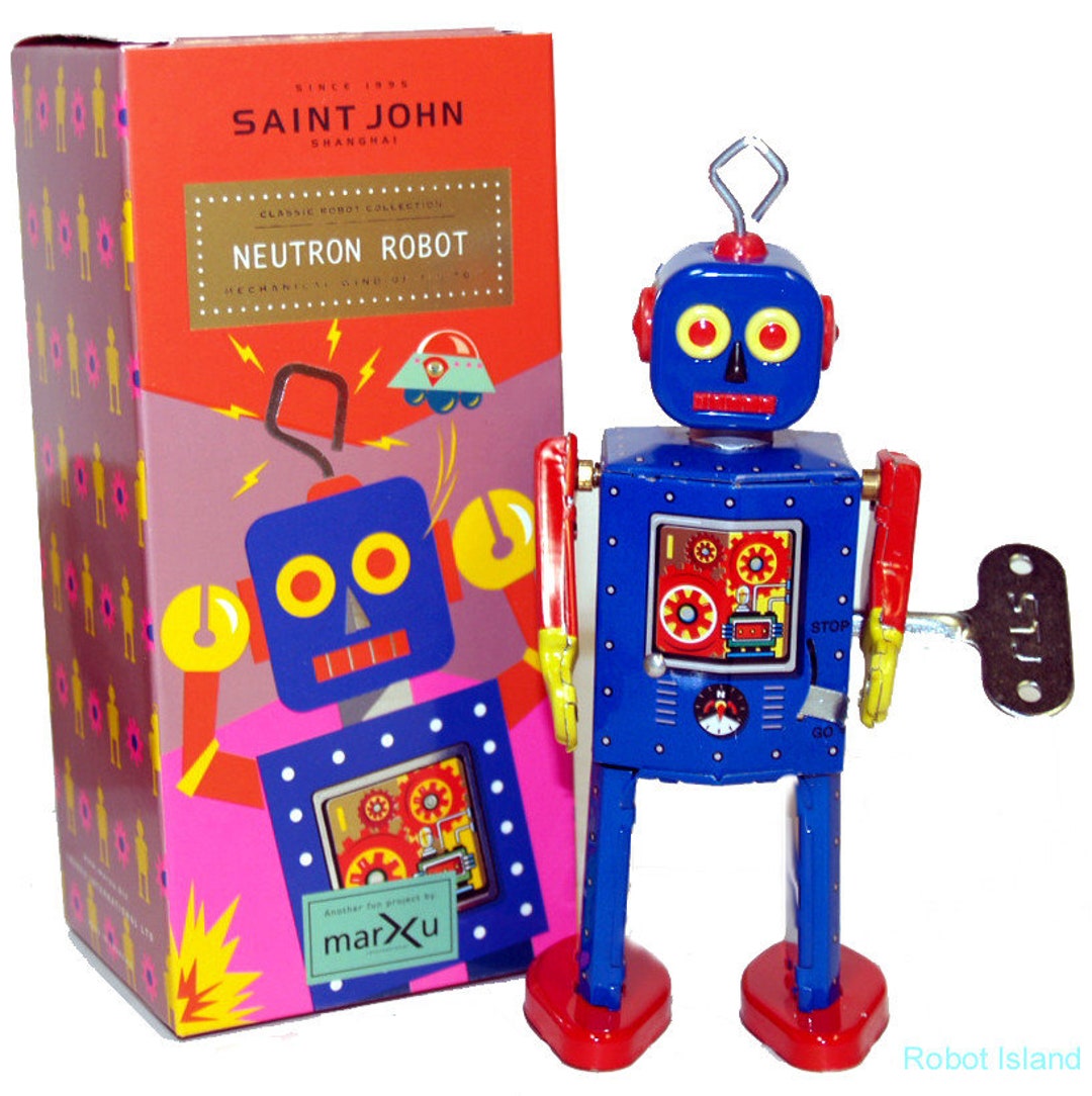 Blue Neutron Robot Tin Toy Windup Special Edition - St. John Toys ...