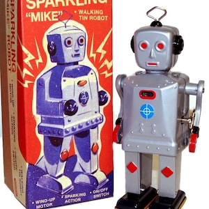 Sparkling Mike Robot Windup Tin Toy Robot - Etsy