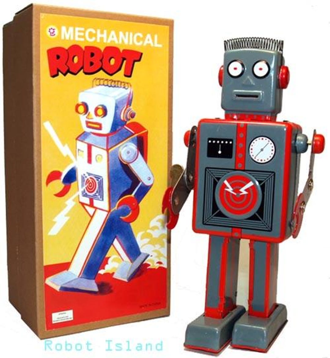 Robot Giant Mechanical Tin Toy Windup Easel Back - SALE! - Etsy