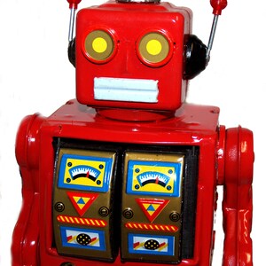 ME100 Robot Tin Toy Battery Operated Rotatomatic RED - SALE! - Etsy