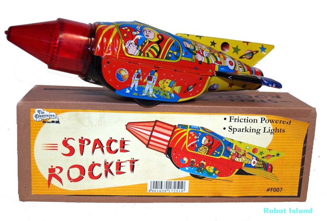 Rocket Tin Toy Space Commander Sparkling Friction Power SALE! - Etsy