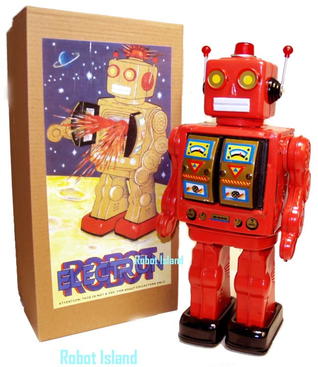ME100 Robot Tin Toy Battery Operated Rotatomatic RED - SALE! - Etsy