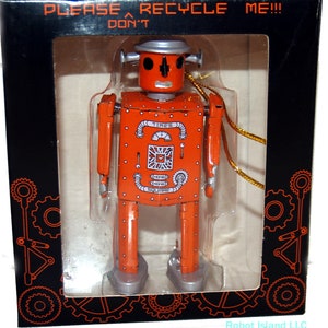 ATOMIC Robot Man Christmas Ornament Tin Toy Collectible Retro Space ...