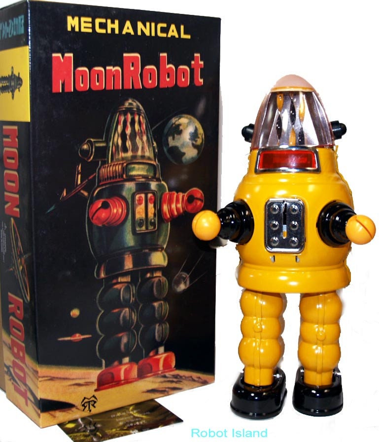 Moon Robot Robby the Robot Tin Toy Windup Ribbon Robot - Etsy