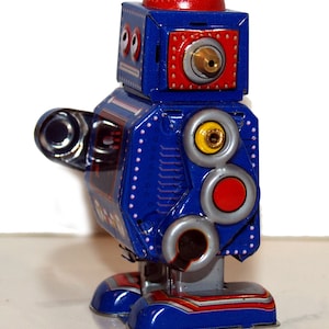 TIN TOY ROBOT Wind up Retro Collectible Robot Blue Edition - Sale! - Etsy