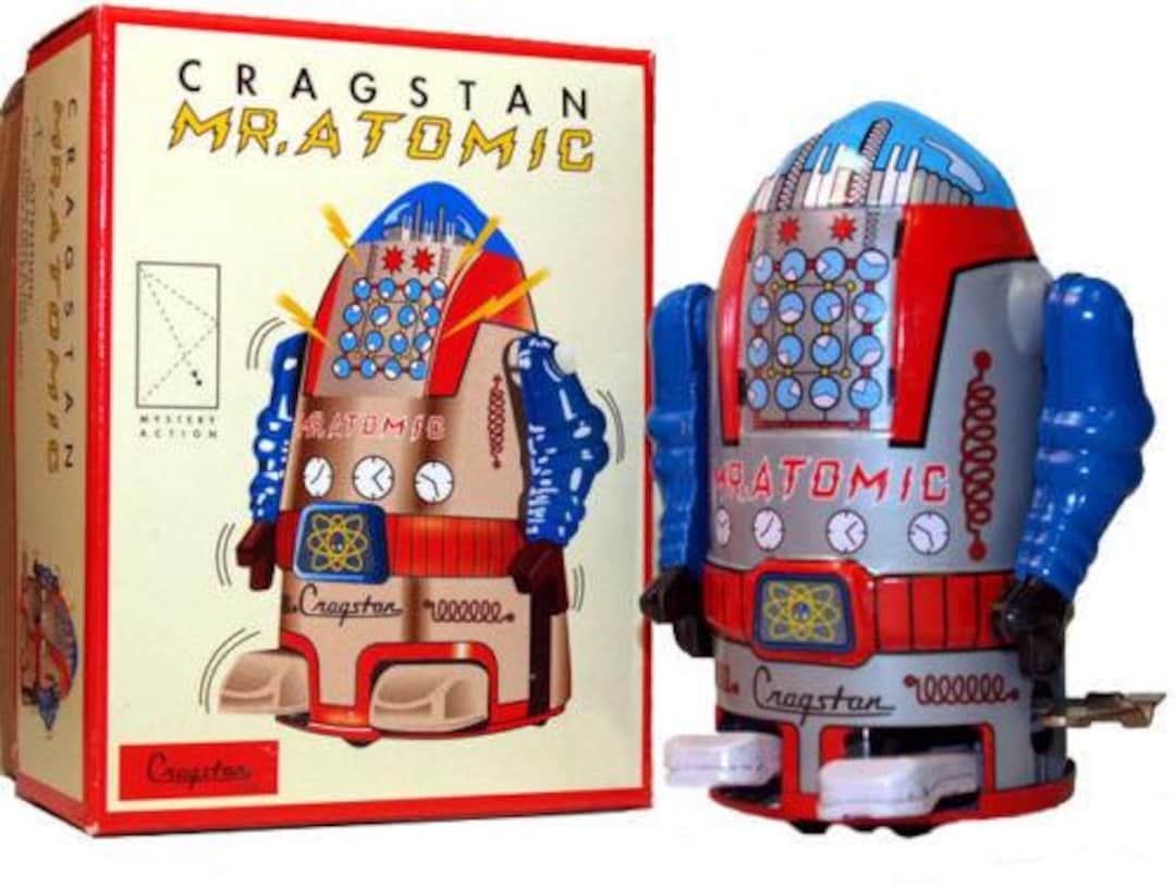 Mr. Atomic Robot Windup Tin Toy A/k/a Cragstan Mr. Atomic Silver - Etsy