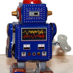 TIN TOY ROBOT Wind up Retro Collectible Robot Blue Edition - Sale! - Etsy