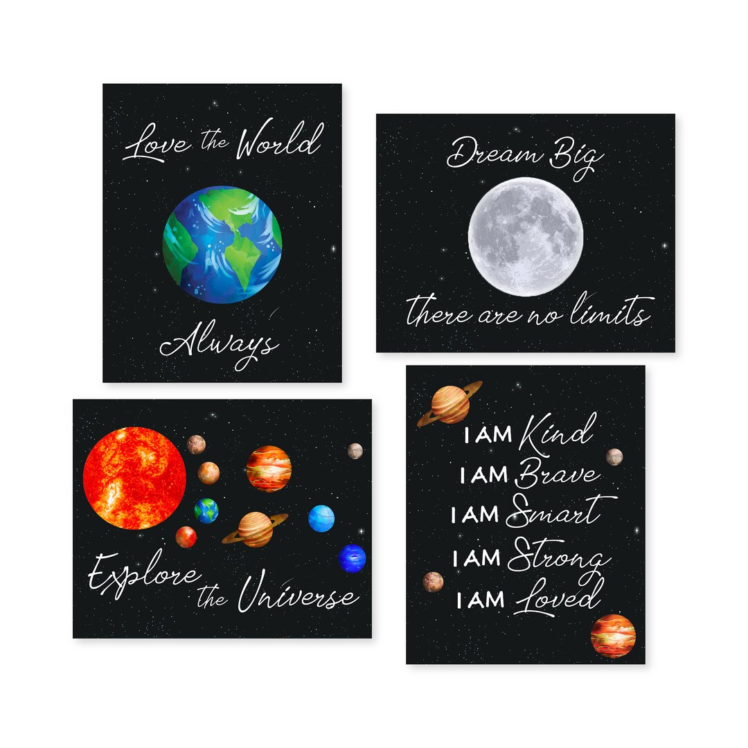 Kalianii Outer Space Kids Room Wall Decor, Motivational Solar System ...