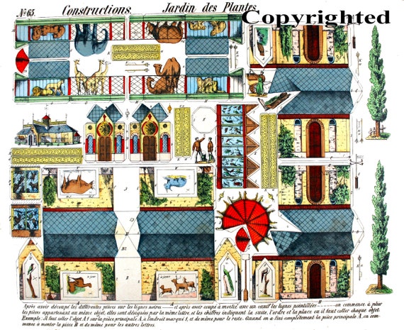 Antique Paper Toy Zoo Diorama PRINTABLE SHEET to Cut & | Etsy