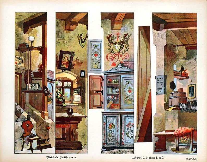 100 Assorted Antique Paper Toy Theatre SIDE SCENE Printable Images ...