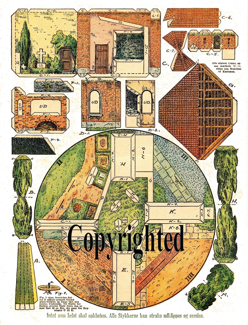 Antique Paper Toy Village Diorama, 3x PRINTABLE SHEETS to Cut ...