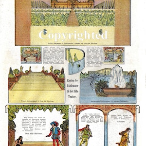 Antique 'theatre Scenes' Paper Toy Theatre 3-sheet Printables Set to ...