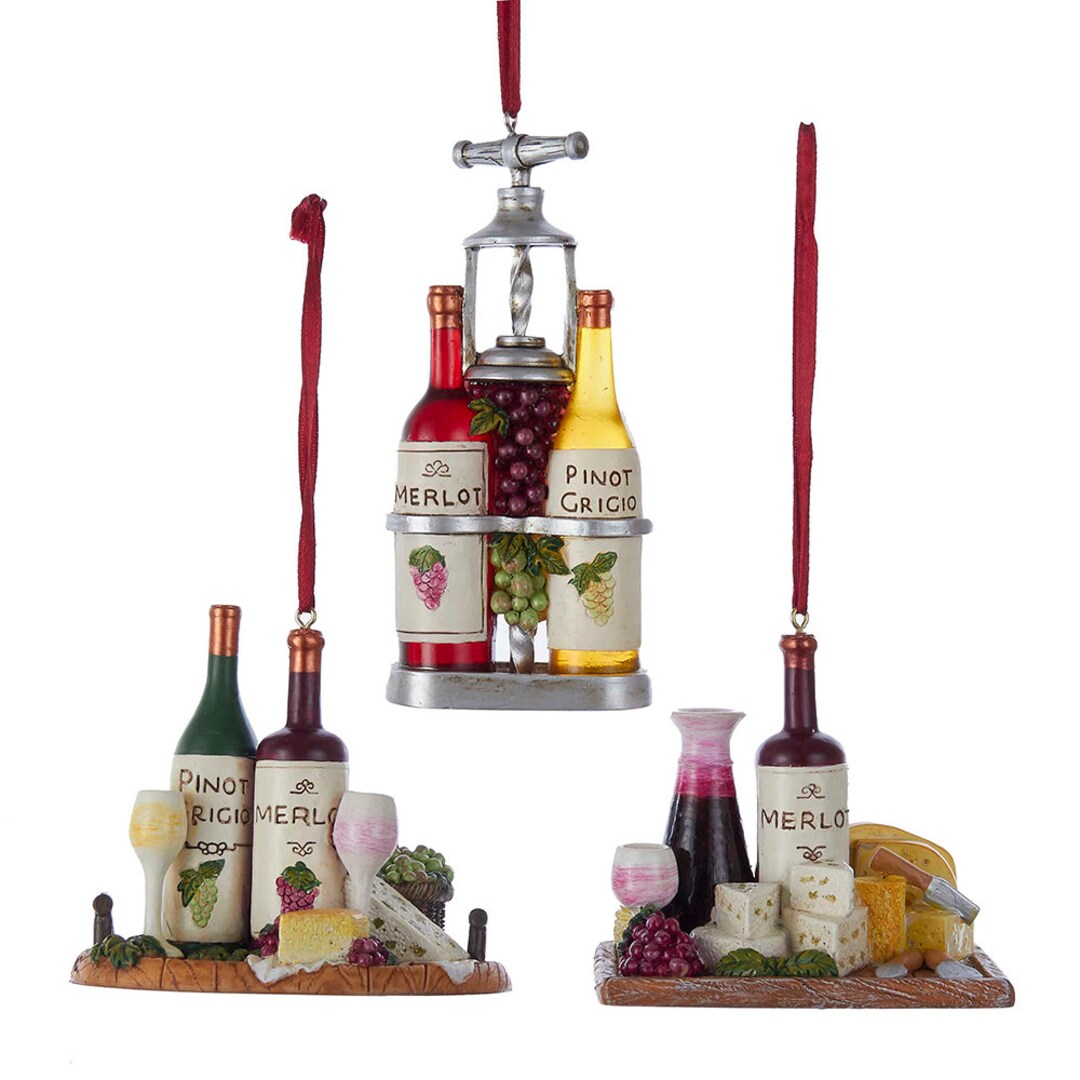 Wine and Cheese Tray Ornaments, Merlot Wine, Pinot Grigio, Wine ...