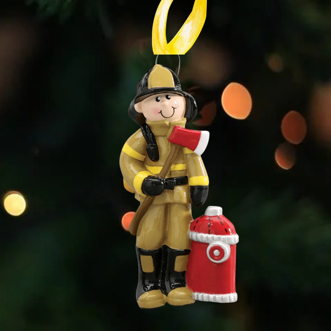 Personalized Fireman Firefighter Christmas Tree Ornament, Christmas ...
