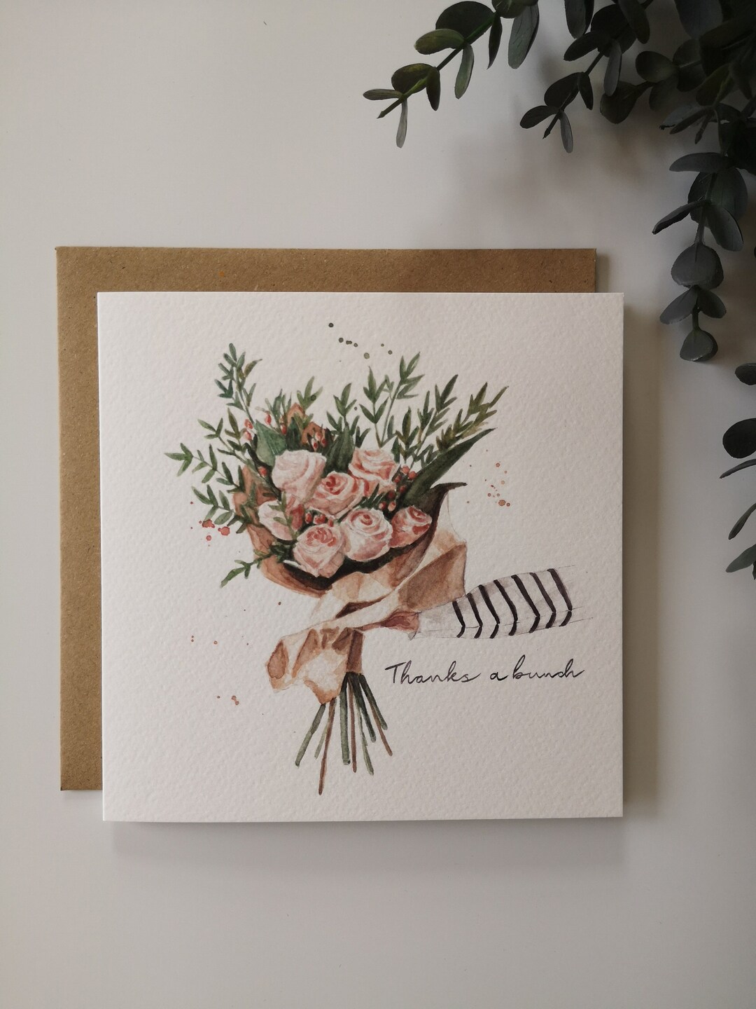 THANKS A BUNCH Greetings Card Thank You Card Illustrated Card Blank ...