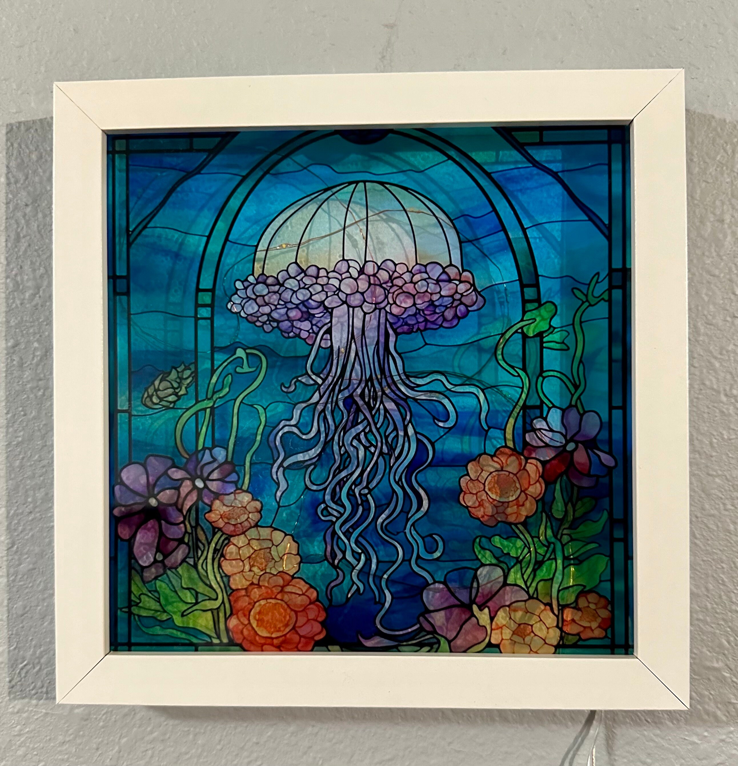 Jellyfish Lighted Shadow Box, Underwater Scene, Beach Decoration, Wall ...