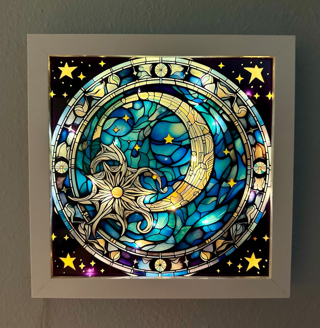 Moon and Star Shadow Box, Celestial, Wall Hanging, Tabletop Display - Etsy