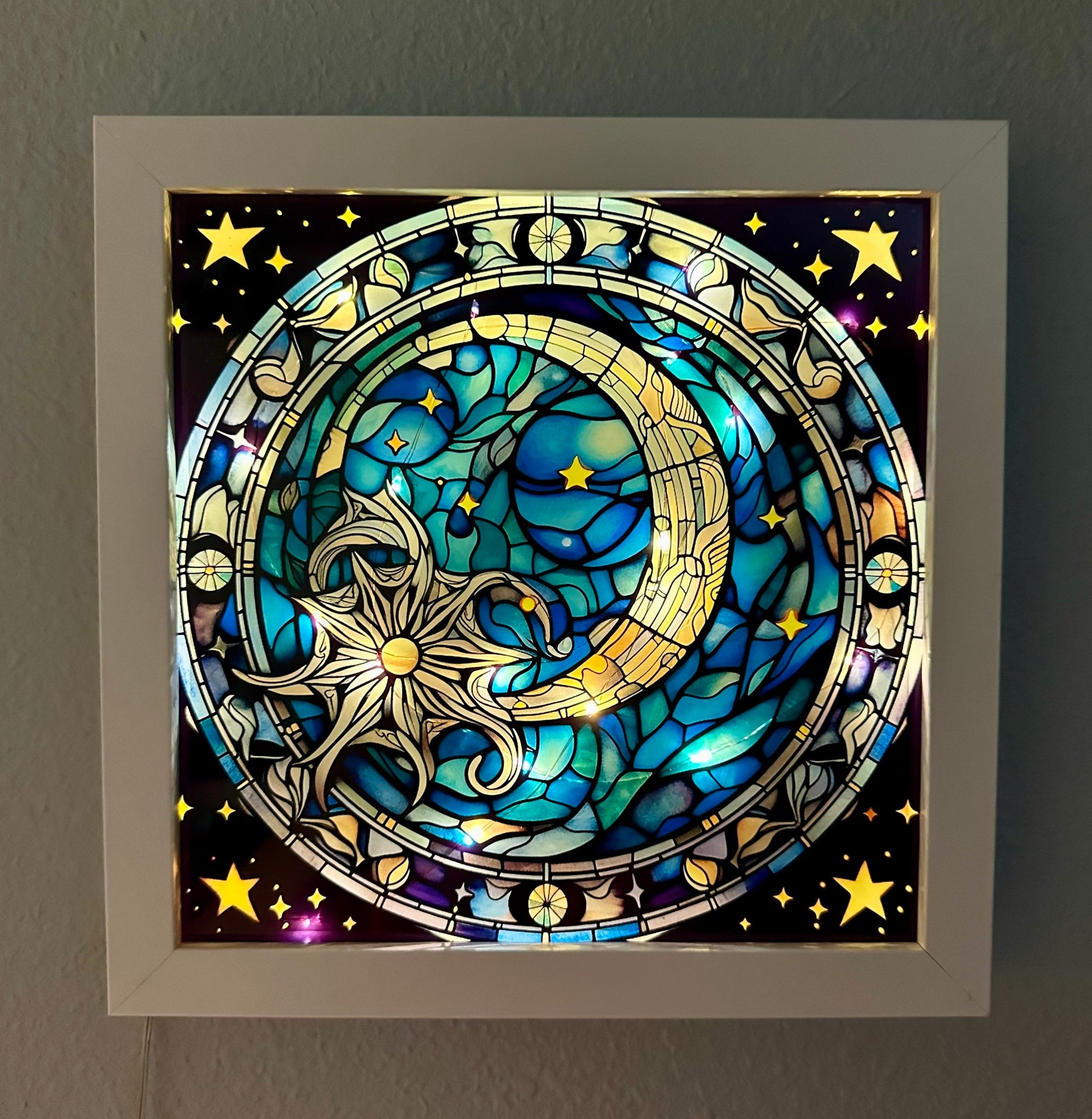 Moon and Star Shadow Box, Celestial, Wall Hanging, Tabletop Display - Etsy