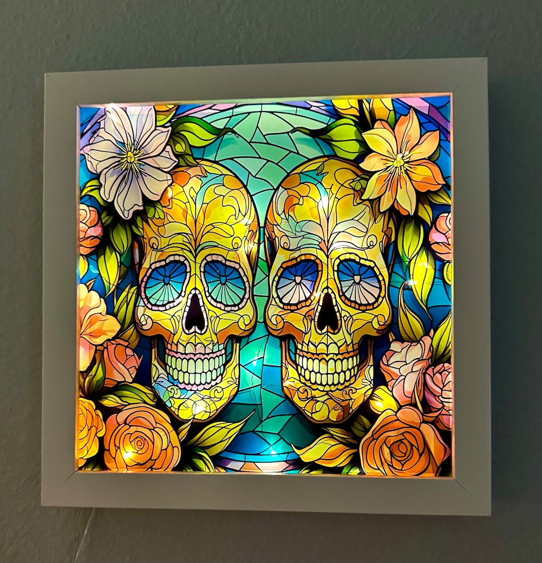 Sugar Skull Lighted Shadow Box, Wall Hanging, Tabletop Display - Etsy