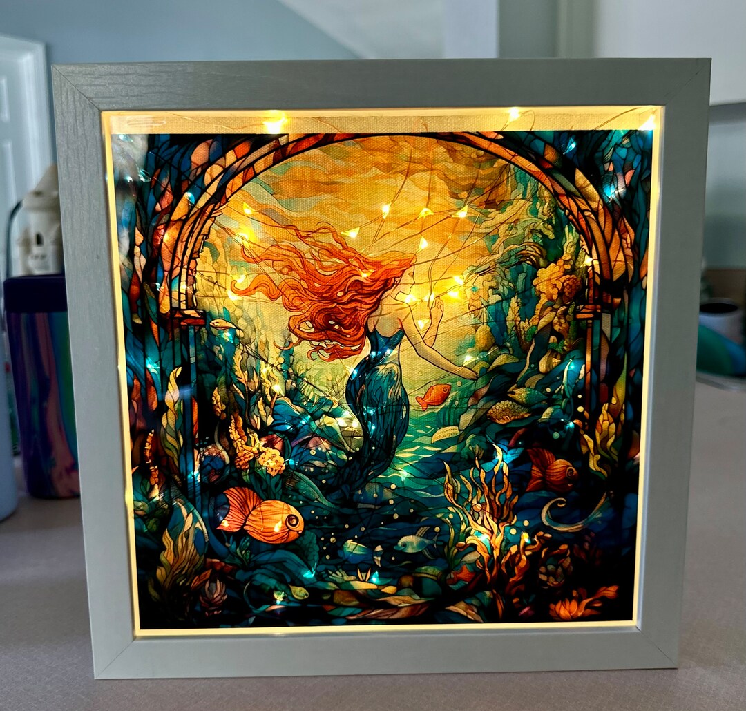 Mermaid Shadow Box, Lighted Shadow Box, Underwater Scene, Beach ...
