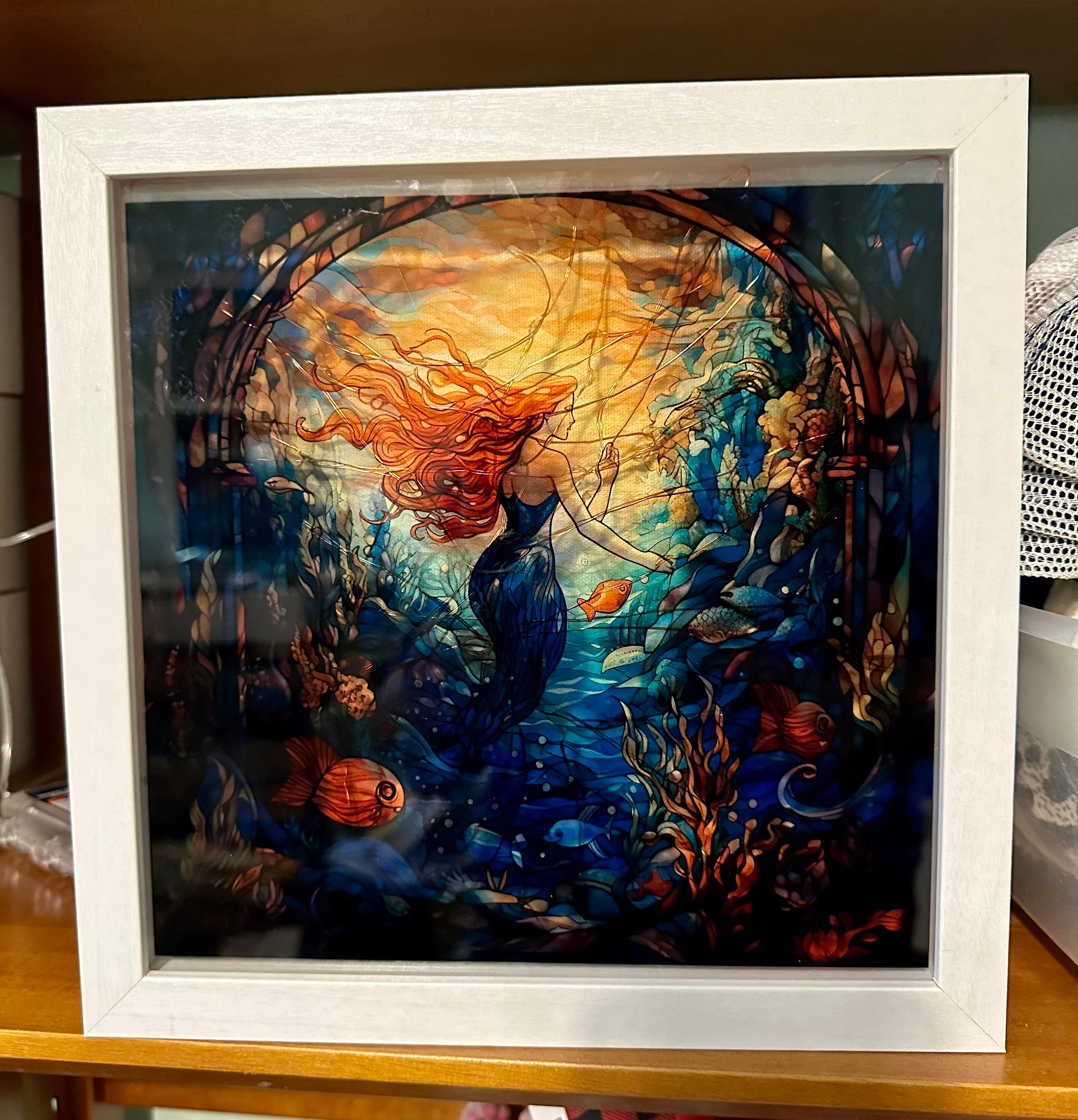 Mermaid Shadow Box, Lighted Shadow Box, Underwater Scene, Beach ...